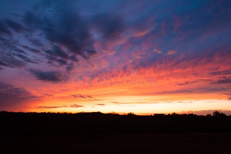 Orange Glow of a Sunset in Kansas Flint Hills Stock Image - Image of ...