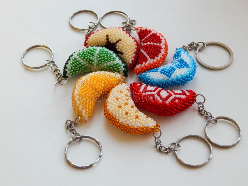 Colorful Key Chains on a White Stock Photo - Image of decorative ...