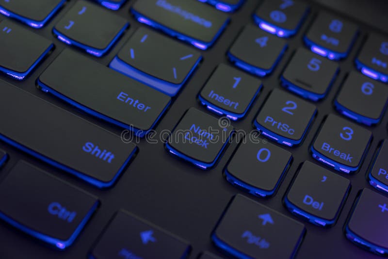 Colorful Keyboard for Gaming. Backlit Keyboard with Blue Color Scheme ...