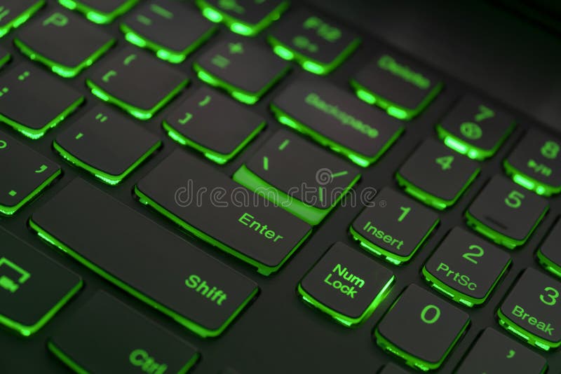 Colorful Keyboard for Gaming. Backlit Keyboard with Green Color Scheme ...