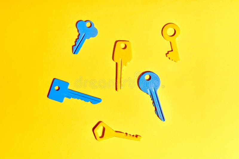Colorful Keys on Yellow Background Stock Image - Image of symbol ...