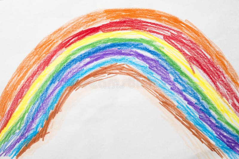 Colorful Kid`s Drawing of a Rainbow Stock Photo - Image of colorful ...