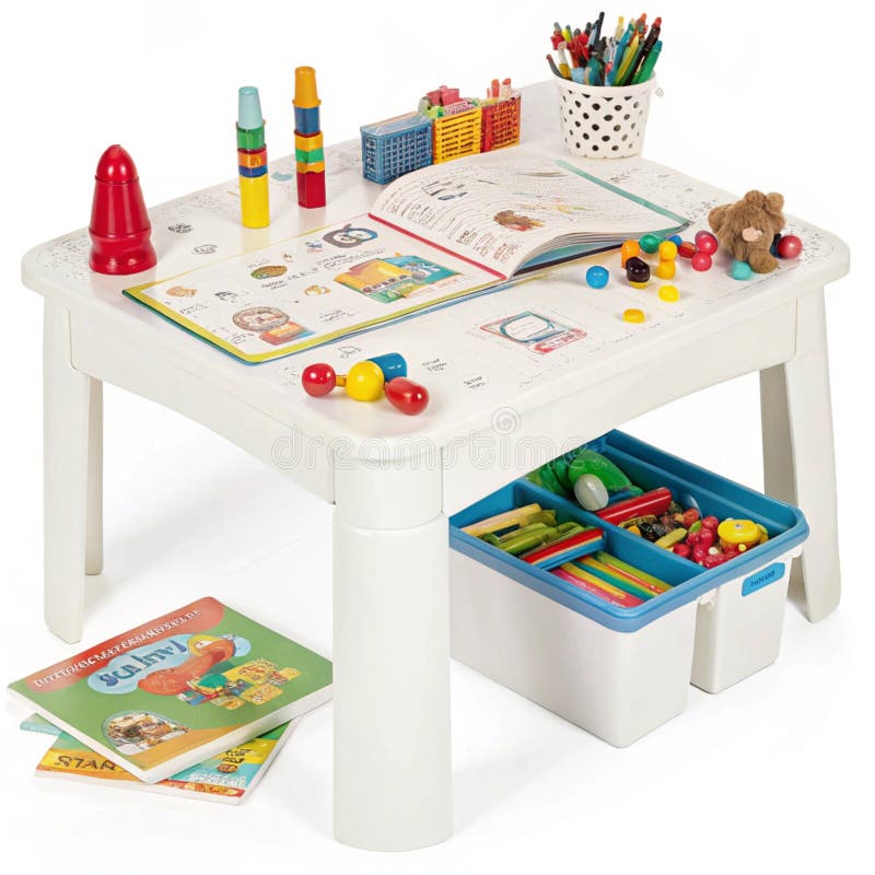 Kids Activity Table Isolated on White Background Stock Illustration ...