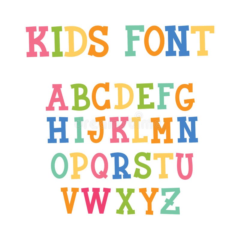 Colorful Kids Capital Letters Alphabet. Vector Illustration Stock ...