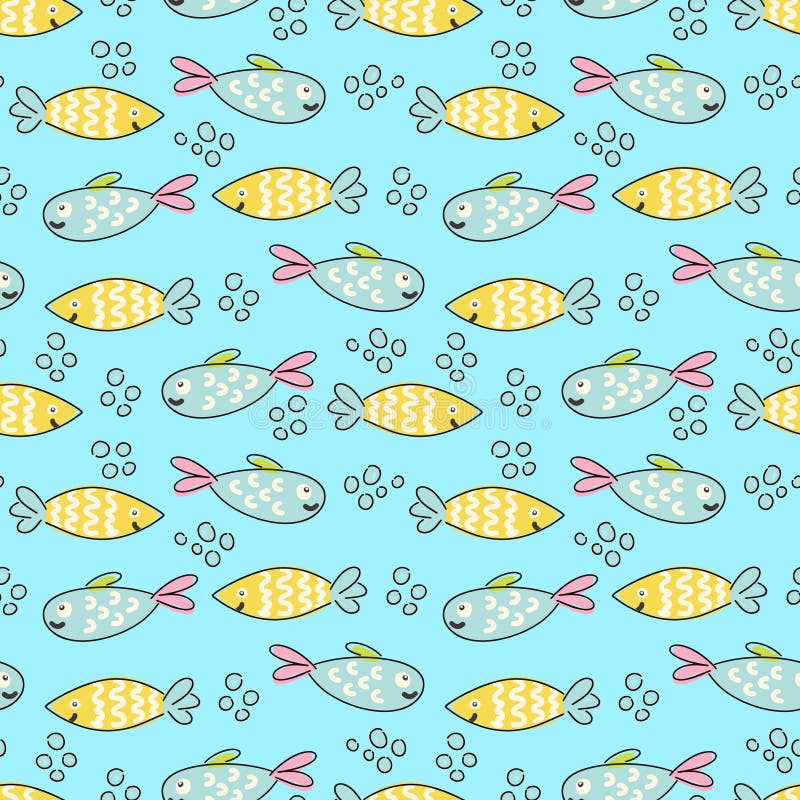 Colorful Kids Design Seamless Fish Pattern for Fun Decor Stock Vector ...