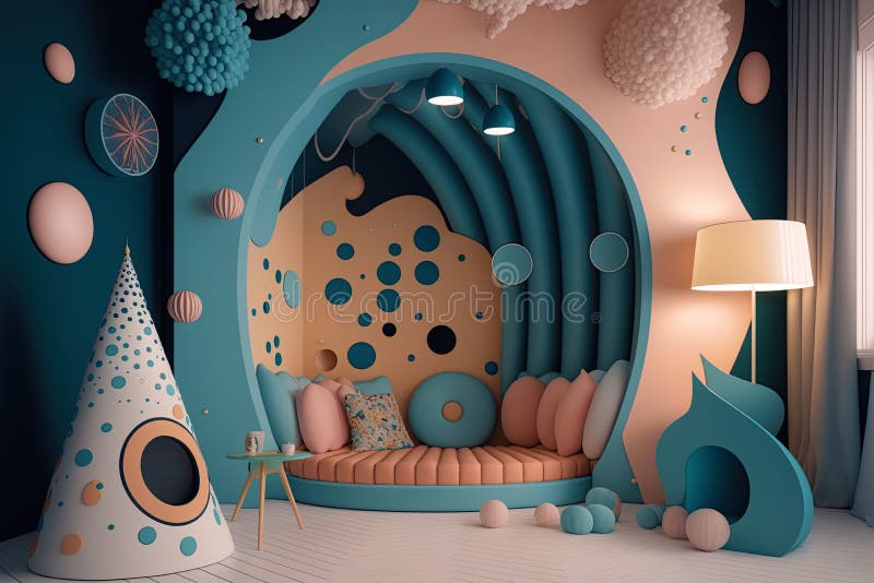 Cute Surreal Children Room. Generative Ai. Colorful Kids Room Stock ... Cute Surreal Children Room. Generative Ai. Colorful Kids Room Stock ...
