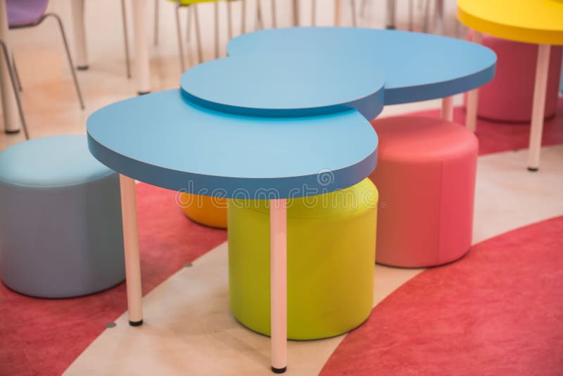 Colorful Kids Table and Chairs for Little Kids. Stock Photo - Image of ...