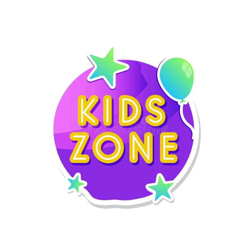 COlorful Kids Zone Label Text Sticker Childish Badge Vector Stock ...