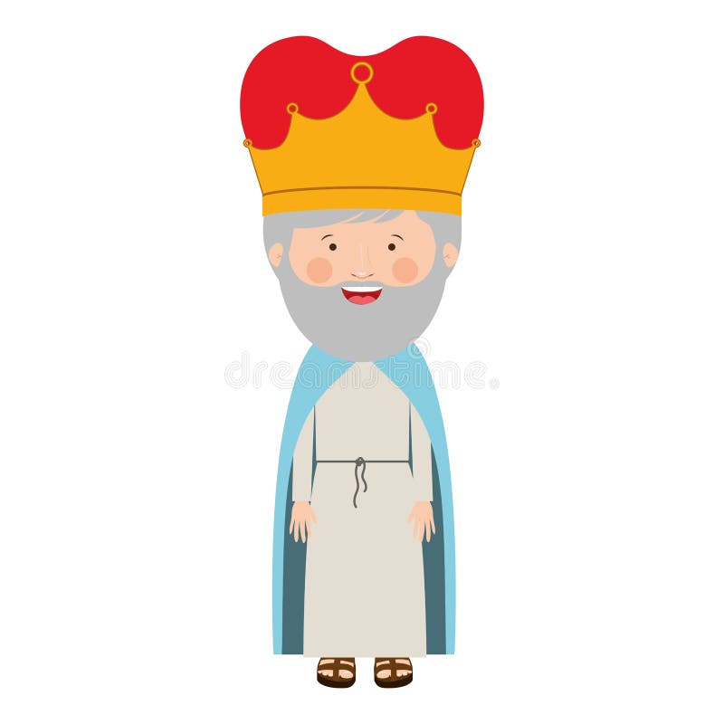 Colorful King with Crown and Gray Beard Stock Vector - Illustration of ...