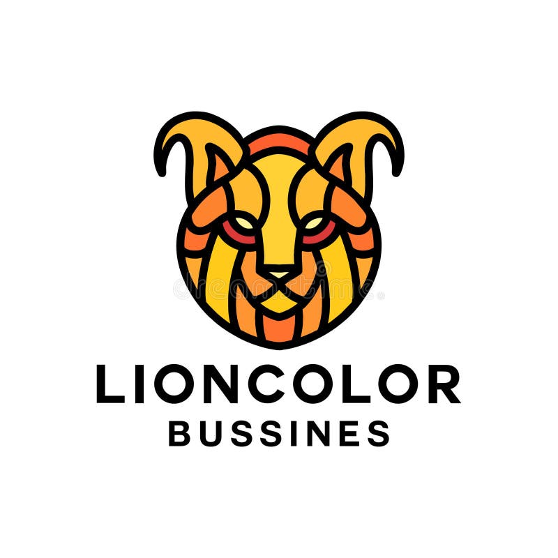 Colorful King Lion Logo Vector Design Illustration Emblem Stock Vector ...