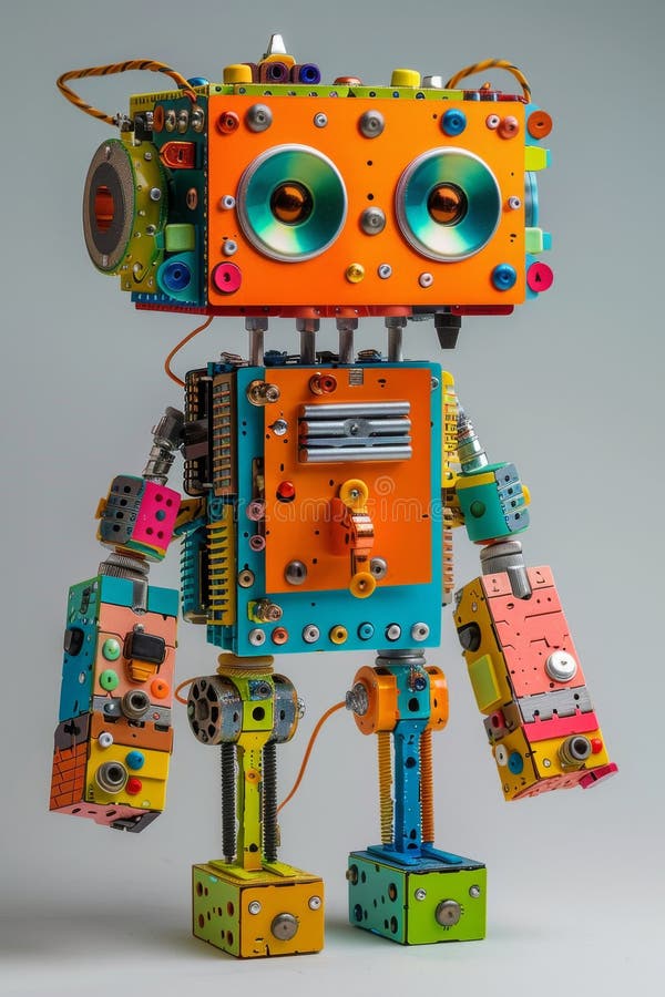 Colorful Kit for Kids To Build Robots, Promoting STEM Learning. Stock ...