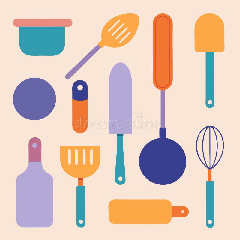 Colorful Kitchen Utensils Illustration: a Collection of Fun and Vibrant ...