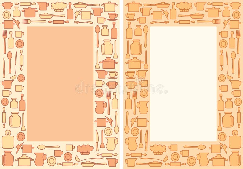 Colorful Kitchenware on A4 Background - Vector Decorative Frame for ...