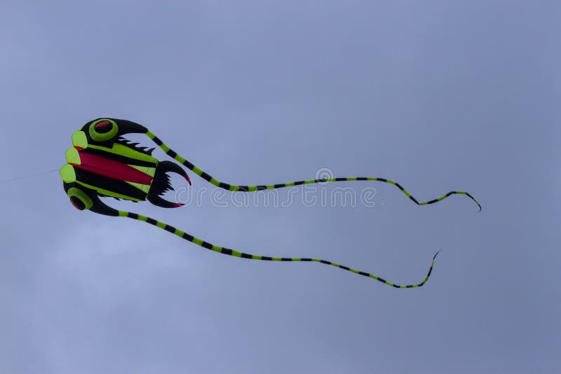 A Colorful Kite Flying in the Air. Stock Image - Image of summer ...
