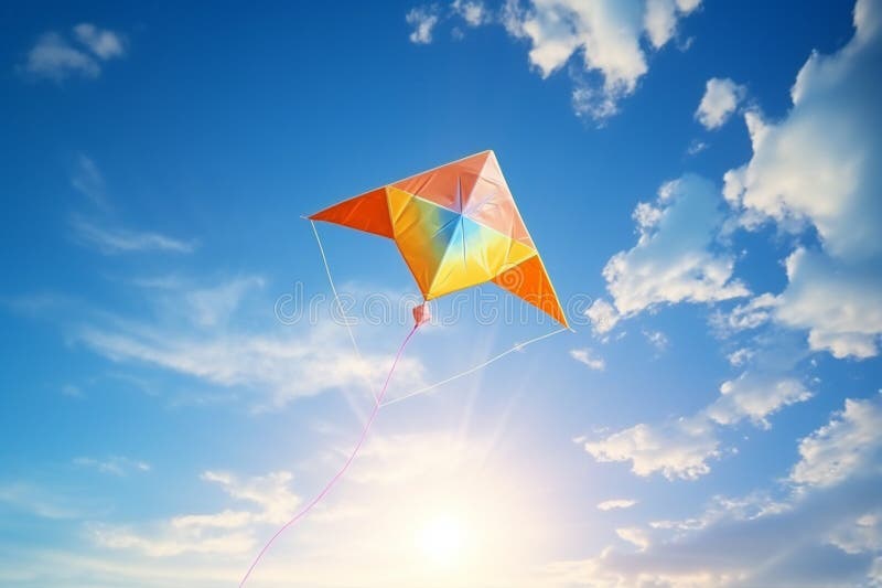 Colorful Kite Flying with Blue Sky, Celebrating Green Monday Stock ...