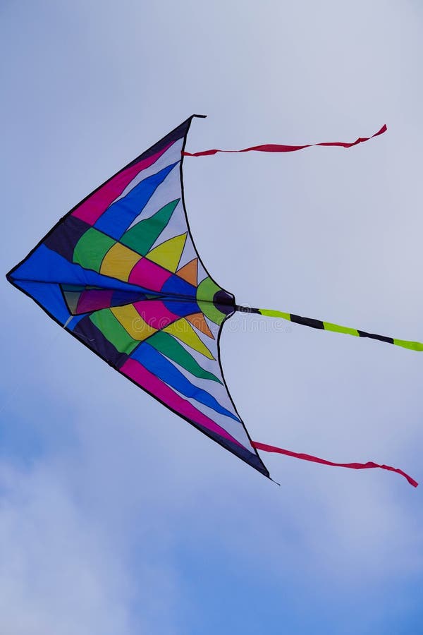 Colorful Kite Flying in the Summer Sky Stock Photo - Image of kite ...