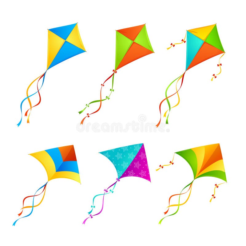 Colorful Kite Set. Vector stock vector. Illustration of beautiful ...