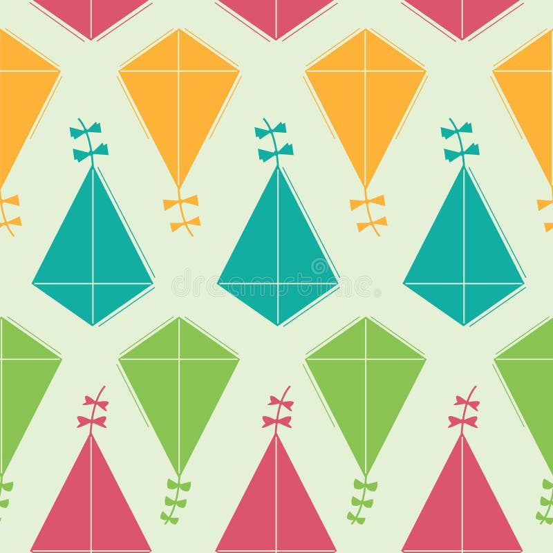Colorful Kite Vector Seamless Pattern Stock Vector - Illustration of ...