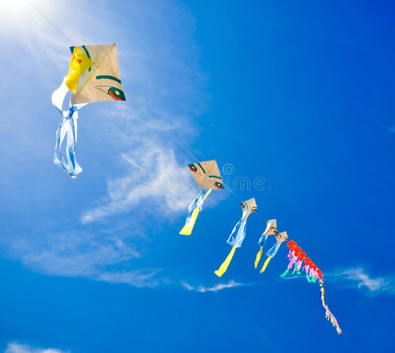 Colorful of kites stock photo. Image of activity, ribbon - 24038980