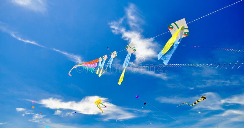 Colorful of kites stock photo. Image of activity, ribbon - 24038980