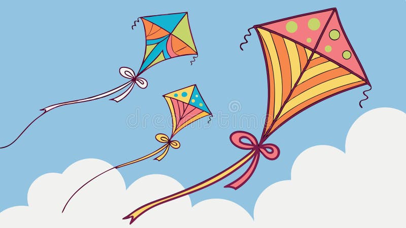 Colorful Kites Flying in the Sky, Symbolizing Freedom and Joy, Vector ...