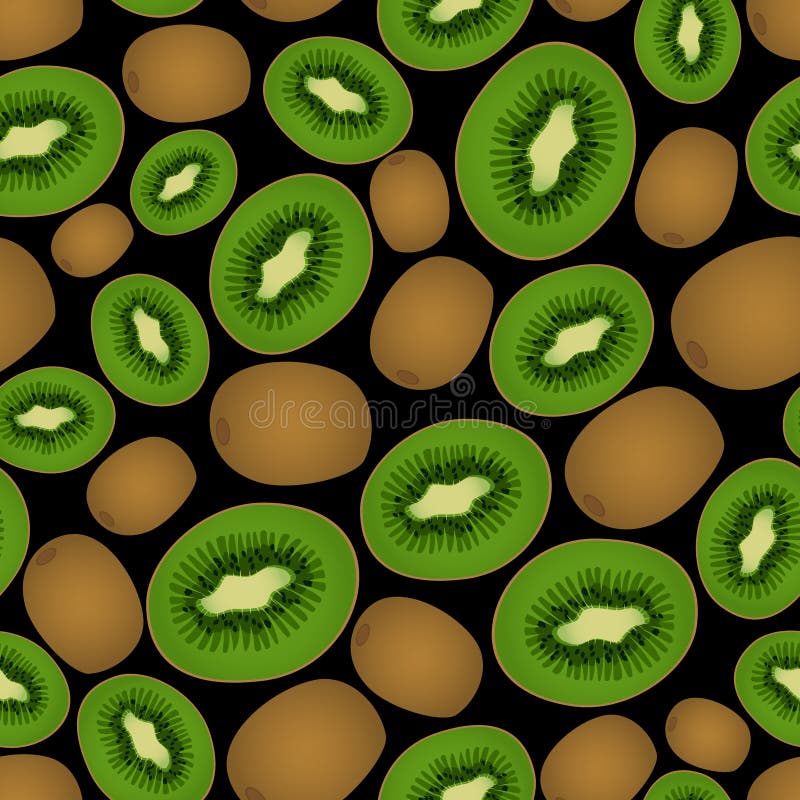 Colorful Kiwi Fruits Dark Seamless Pattern Eps10 Stock Vector ...
