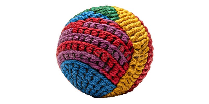 Colorful Knitted Ball with Textured Patterns Isolated on Transparent ...