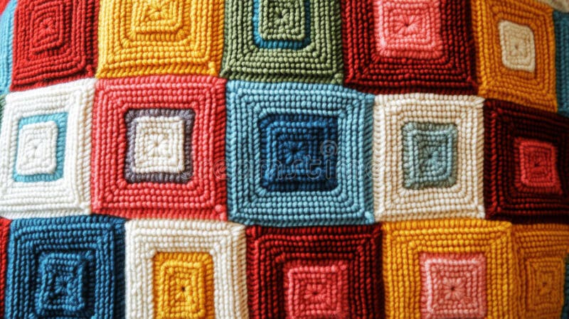 A Colorful Knitted Patchwork of Squares Stock Illustration ...