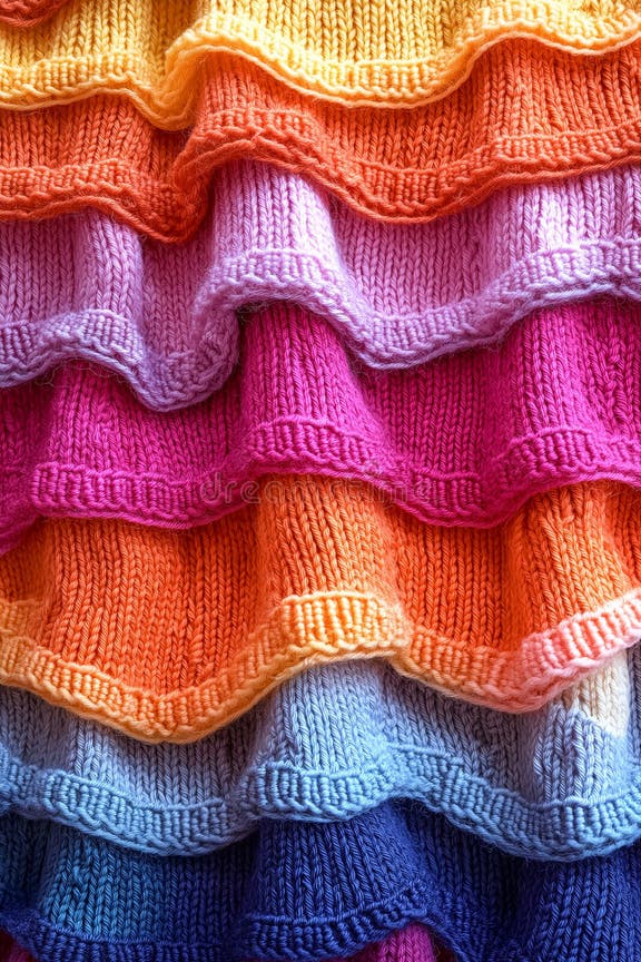 Colorful Knitted Textures with Layered Rainbow Patterns Stock Photo ...