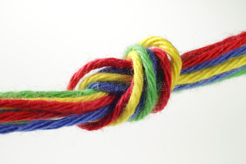 Panorama, Colorful Ropes are Connected, Cooperation and Cohesion Stock ...