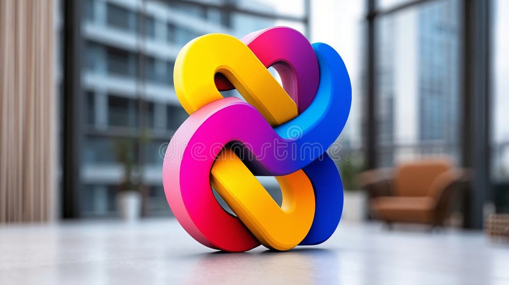 A Colorful Knot in the Middle of a Room Stock Illustration ...