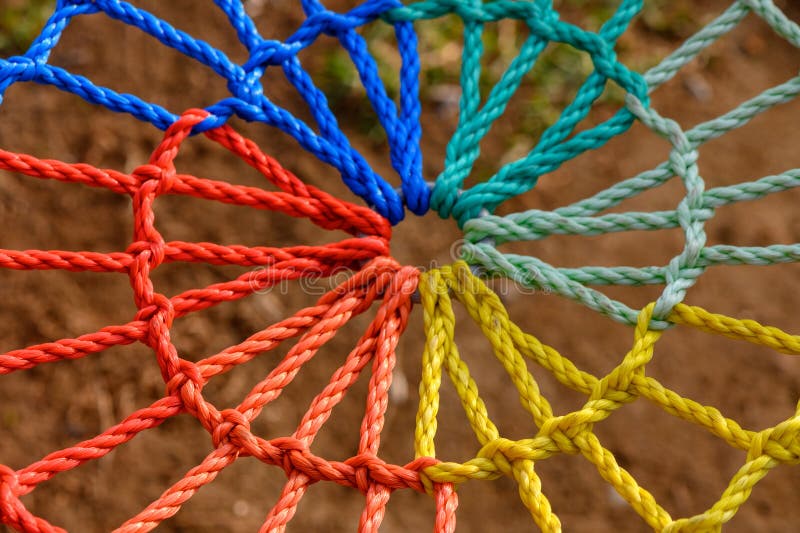 Colorful Knots Intertwine in a Vibrant Rope Structure Creating an ...