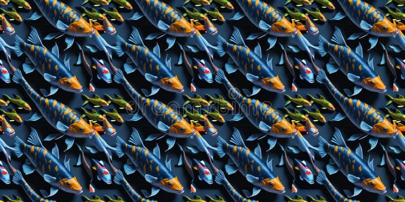 Colorful Koi Fish Colorful Seamless Pattern Hyperrealistic F8 Stock ...