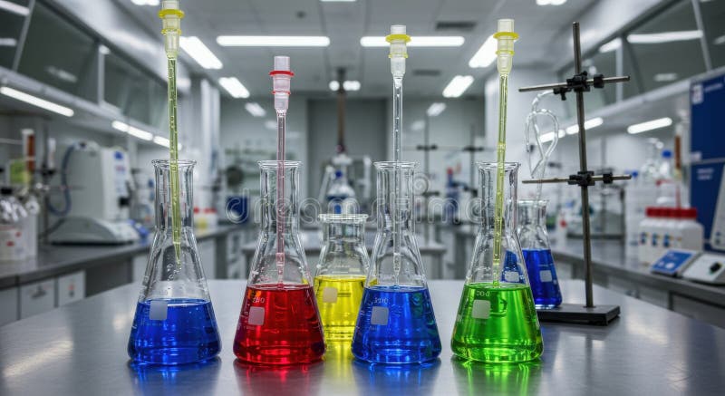 Colorful Lab Experiment stock illustration. Illustration of brand ...