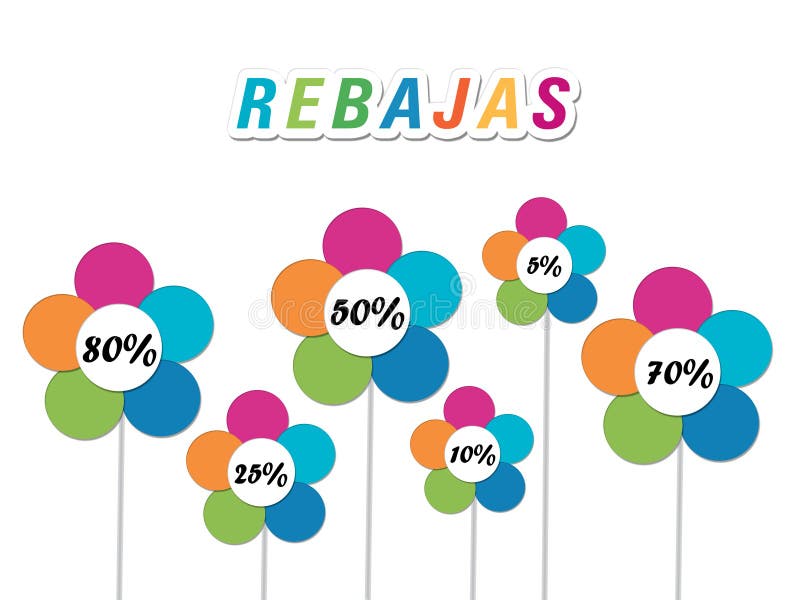 Colorful Labels and Flowers with Discounts Stock Illustration ...