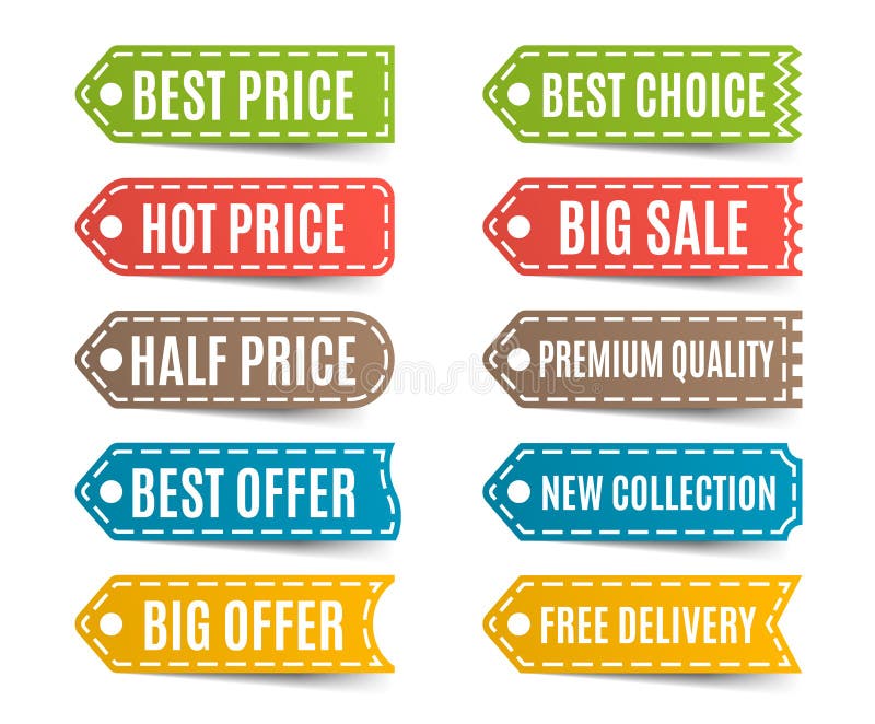 Colorful Labels with Offer and Price Tags. Vector Illustration Stock ...