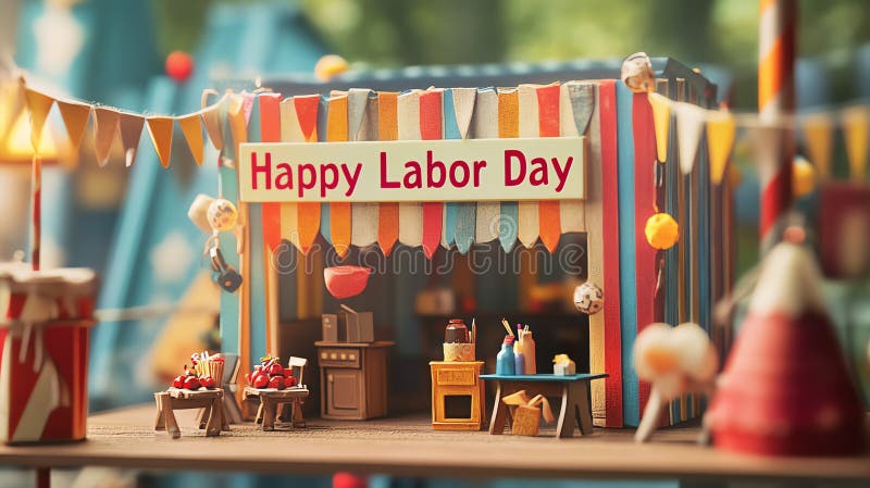 Colorful Labor Day Celebration Diorama Display Stock Illustration ...