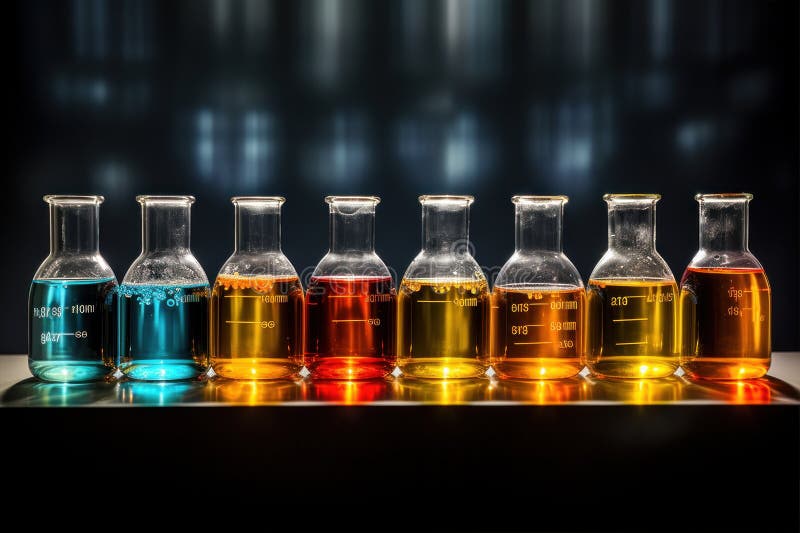A Colorful Laboratory Flask Demonstrating an Experiment with Various ...