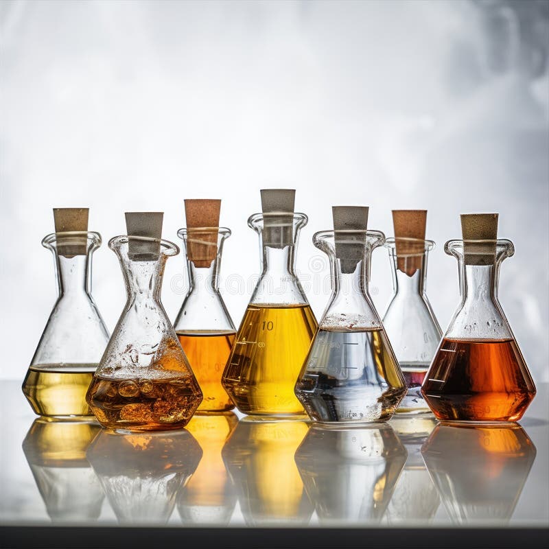 A Colorful Laboratory Flask Demonstrating an Experiment with Various ...