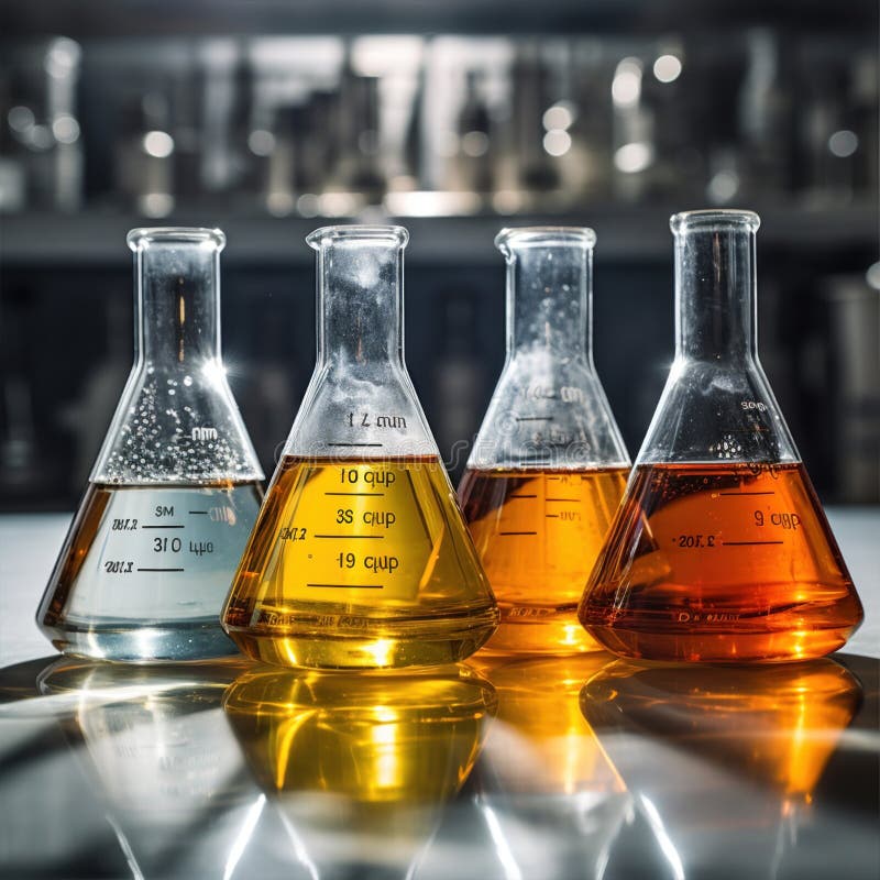 A Colorful Laboratory Flask Demonstrating an Experiment with Various ...