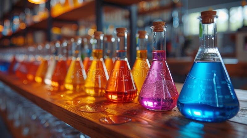 Colorful Laboratory Flasks - Generative AI Stock Illustration ...