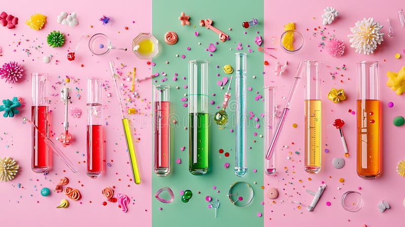 Colorful Laboratory Scene with Test Tubes and Decorations Stock Image ...