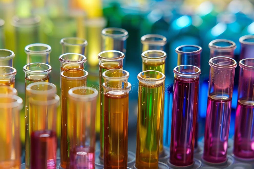 Colorful Laboratory Test Tubes Backlit Stock Image - Image of science ...