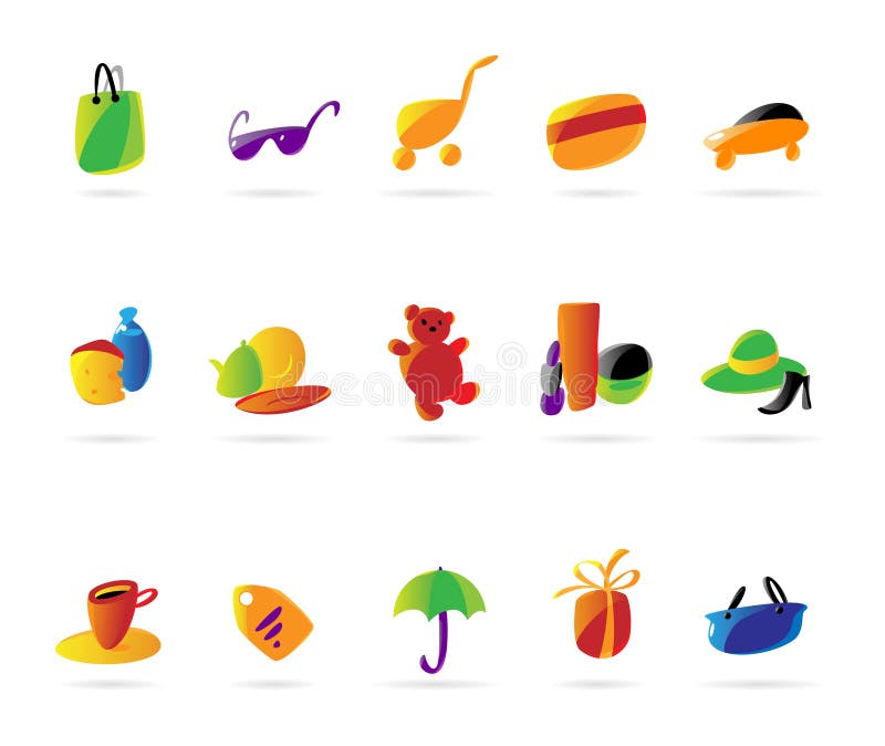 Colorful Ladies Shopping Icons Stock Vector - Illustration of icons ...