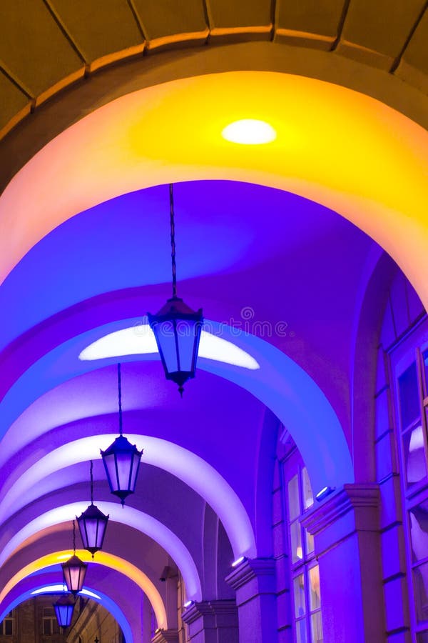 Colorful lamps stock image. Image of hall, blue, lviv - 28080929