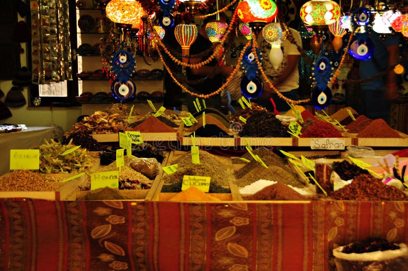 Colorful Lamps and Spices at Bazaar Stock Image - Image of architecture ...