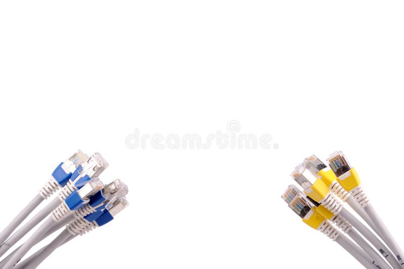 Colorful Lan Telecommunication Cable RJ45 Isolated on White Back Stock ...