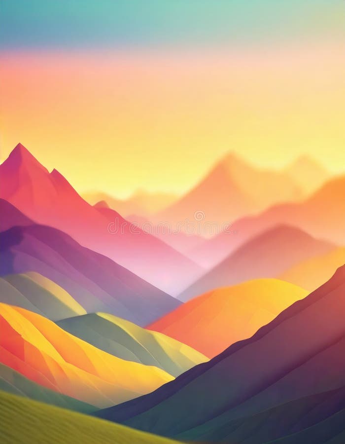 A Colorful Landscape, Layered Paper Style. Stock Illustration ...