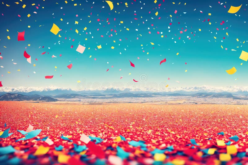 A Colorful Landscape with a Mountain Range in the Background and a ...