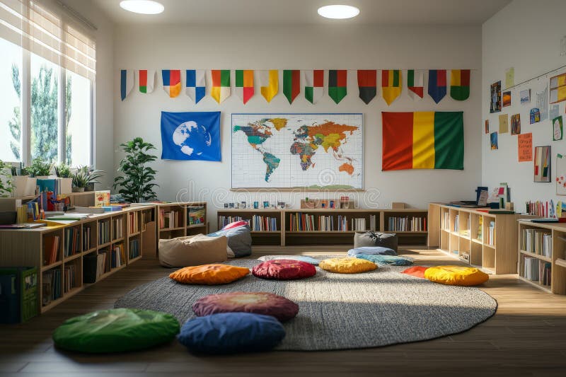 Colorful Language Classroom Stock Illustration - Illustration of nook ...